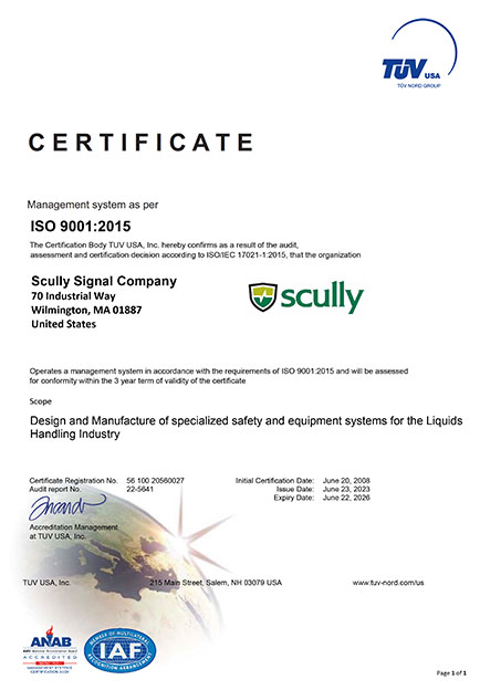 Our Quality Promise | Scully - Overfill Prevention & Liquid Transfer ...
